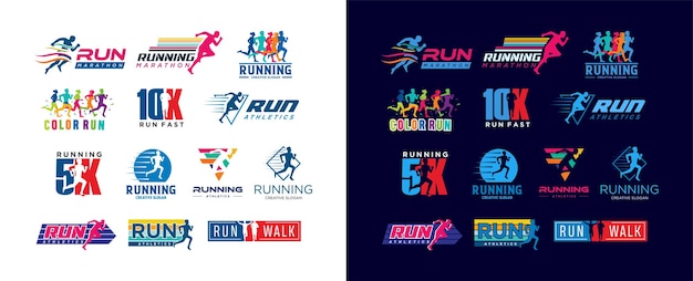 Vibrant Running Marathon Logos and Emblems | Jiffy Designs