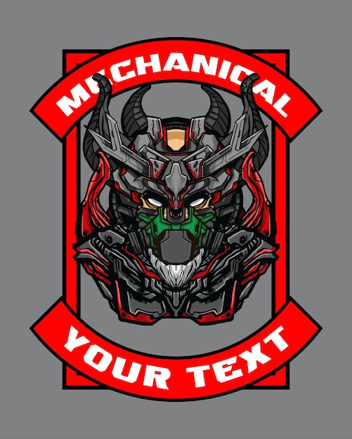 Fearsome Mech Warrior Emblem with Customizable Text | Jiffy Designs