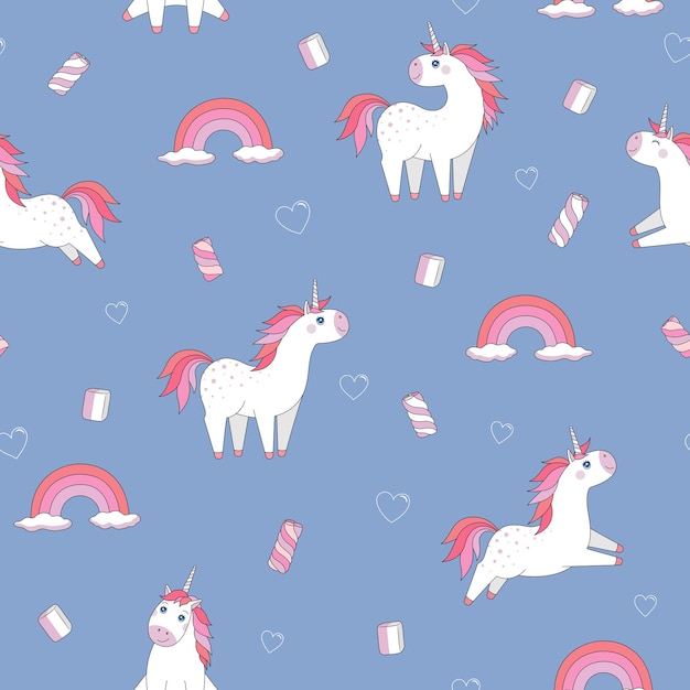 Whimsical Unicorn Parade on a Dreamy Blue Sky | Jiffy Designs