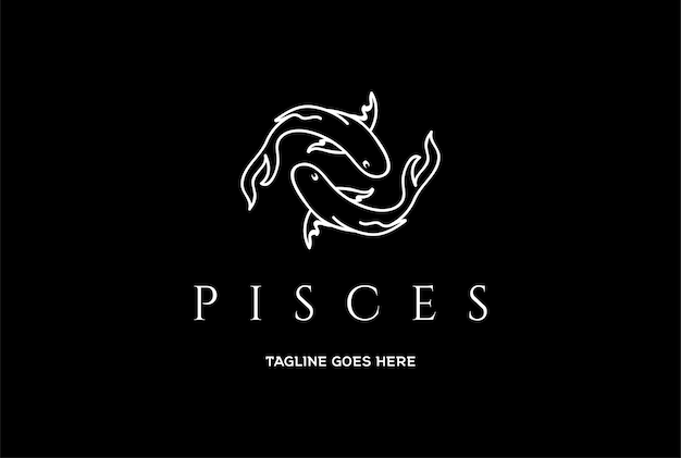 Elegant Pisces Symbol in Minimalist Monochrome Design | Jiffy Designs