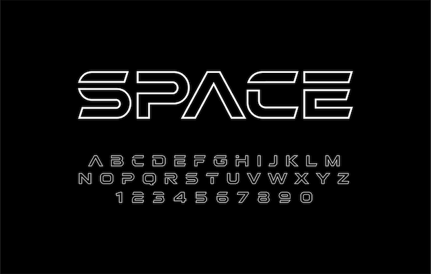 Futuristic Space-Themed Typography with Stylized Lettering and Numbers ...