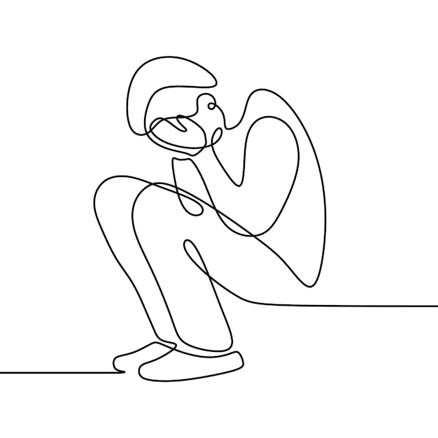 Thoughtful Figure in Minimalist Monochrome Line Art | Jiffy Designs