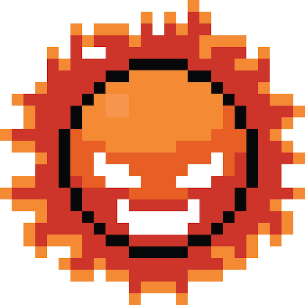 Vibrant Pixel Art Sun Emoji | Jiffy Designs