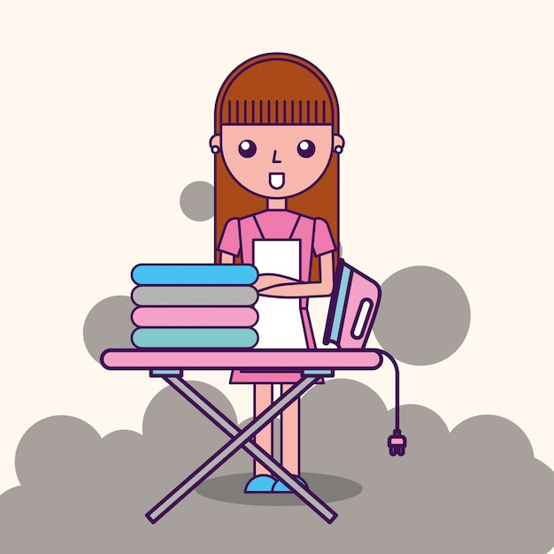 Girl Ironing Clothes on Ironing Board with Books | Jiffy Designs
