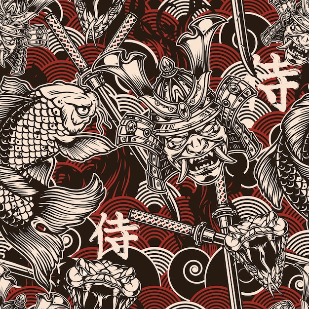 Captivating Samurai Warrior Motif in Bold Monochrome | Jiffy Designs