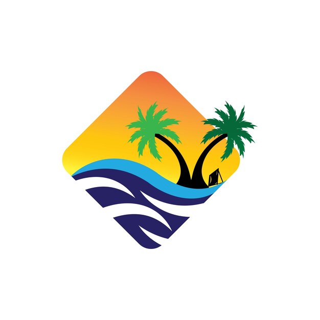 Vibrant Tropical Beach Scene with Palm Trees | Jiffy Designs