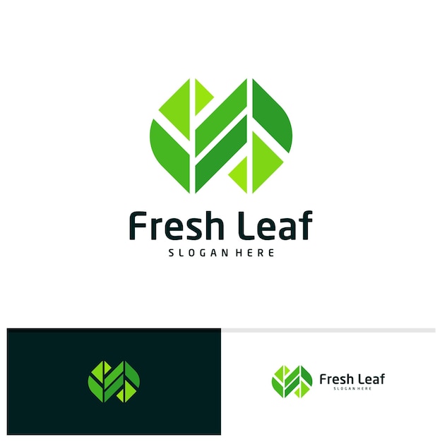 Fresh Leaf Geometric Nature Logo Design Template | Jiffy Designs