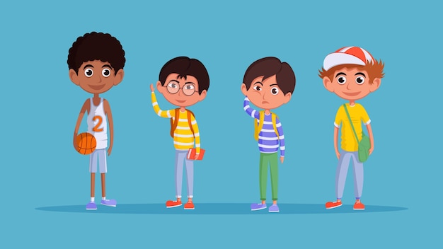 Diverse Group of Animated Children in Playful Outfits | Jiffy Designs