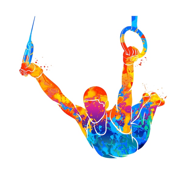 Vibrant Gymnast Silhouette in Colorful Acrobatic Pose | Jiffy Designs