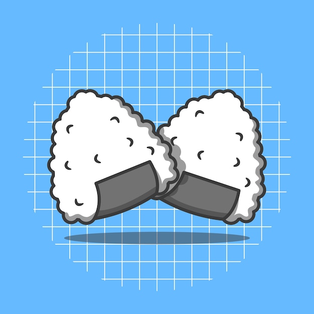 Cute Cartoon Rice Balls on Blue Grid Background | Jiffy Designs