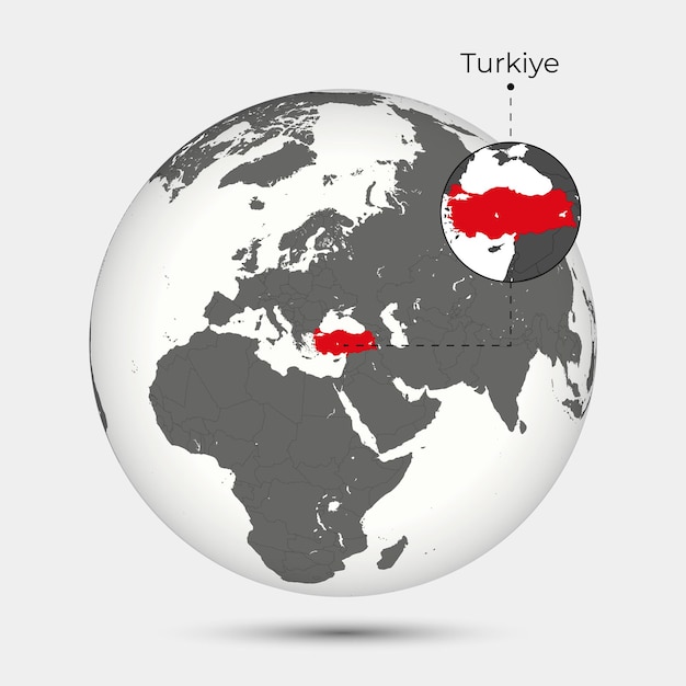 Detailed Globe Highlighting Turkey on World Map | Jiffy Designs