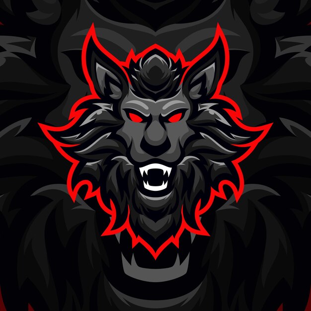 Fierce Crimson Wolf Emblem - Powerful Predatory Icon | Jiffy Designs