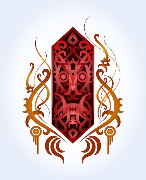 Intricate Crimson Emblem with Ornate Golden Flourishes | Jiffy Designs