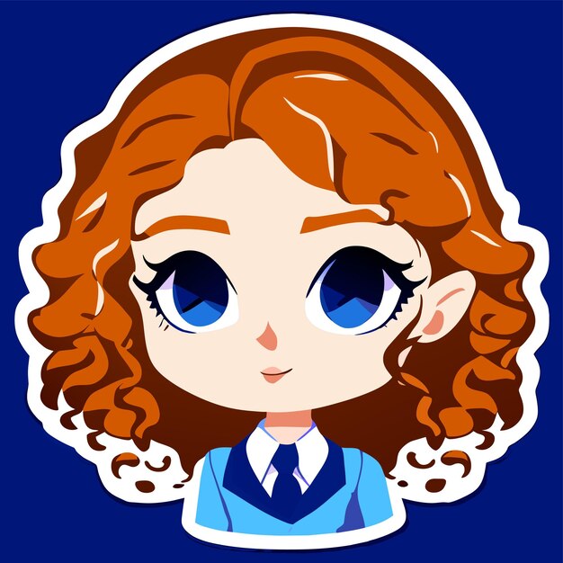 Charming Cartoon Girl with Curly Red Hair | Jiffy Designs