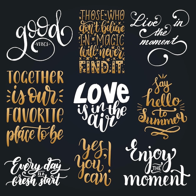 Diverse Collection of Inspirational Hand-Lettered Phrases and Quotes ...