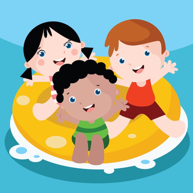 Cheerful Children Playing on Inflatable Pool Raft | Jiffy Designs