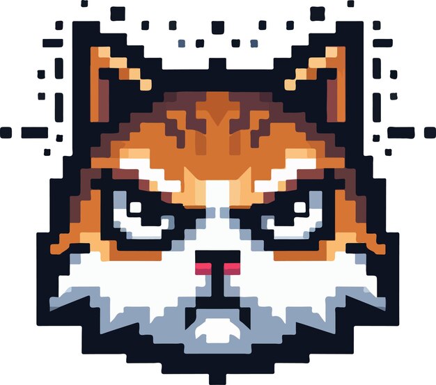 Fierce Feline: Captivating Pixel Art Portrait of an Intense Cat | Jiffy ...