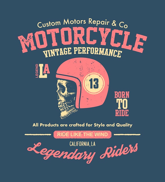 Vintage Motorcycle Repair Shop Emblem with Retro Skull Graphic | Jiffy ...