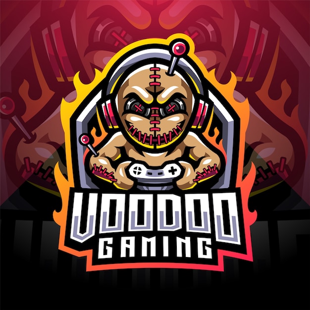 Fierce Voodoo Gaming Mascot Emblem with Tribal Patterns | Jiffy Designs