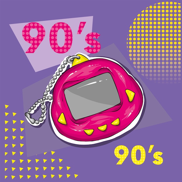 Retro 90s Digital Pet Keychain with Vibrant Graphics | Jiffy Designs