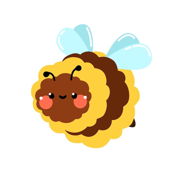 Adorable Cartoon Bee with Smiling Face and Fluffy Wings | Jiffy Designs