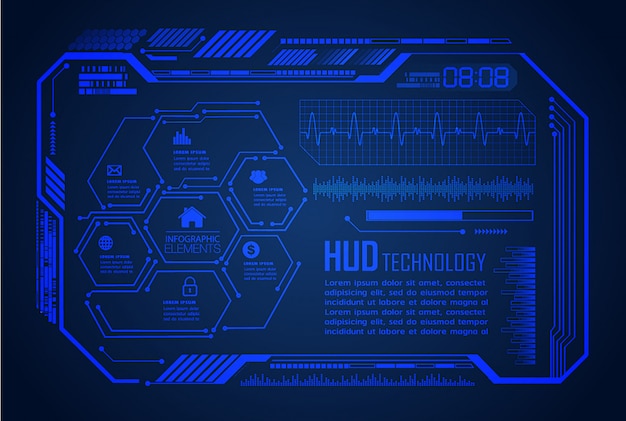 Futuristic HUD Technology Blueprint with Hexagonal Patterns | Jiffy Designs