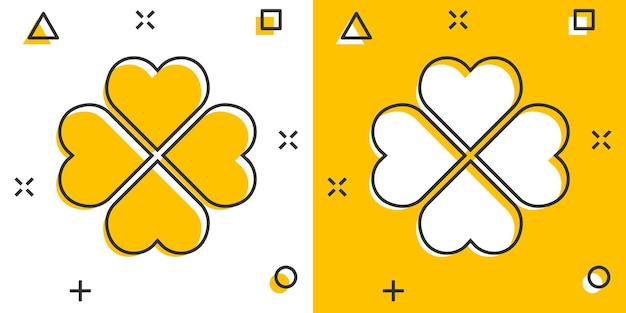 Stylized Clover Hearts with Geometric Symbols on Contrasting ...