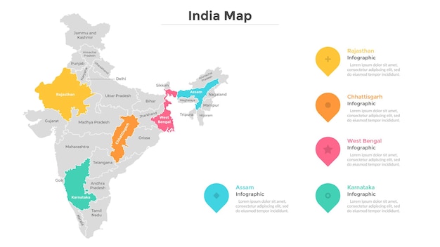 Colorful Cartographic Representation of the Indian Subcontinent | Jiffy ...