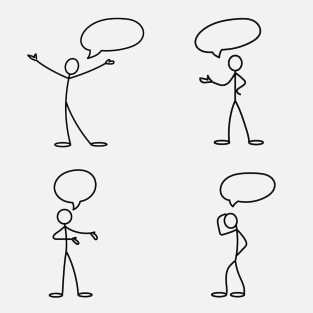 Expressive Stick Figures Communicating with Speech Bubbles | Jiffy Designs