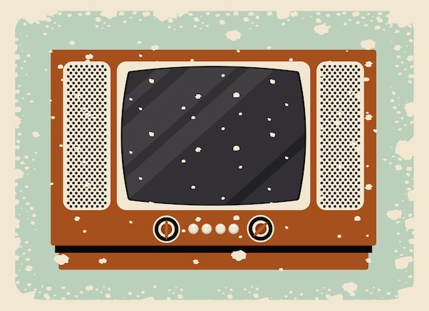Vintage Retro TV with Starry Night Screen Illustration | Jiffy Designs