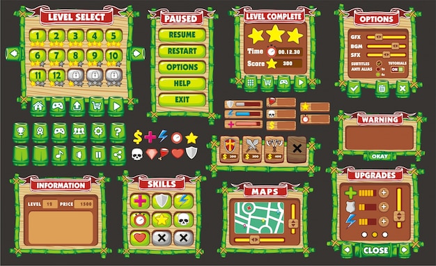 Vibrant Video Game User Interface with Diverse Collection of Icons ...