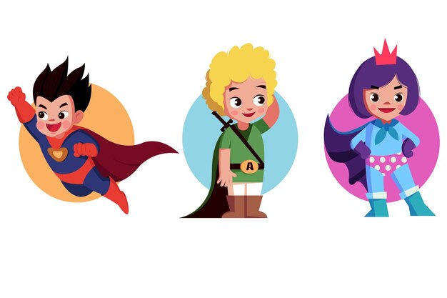 Vibrant Cartoon Characters in Playful Superhero and Princess Outfits ...