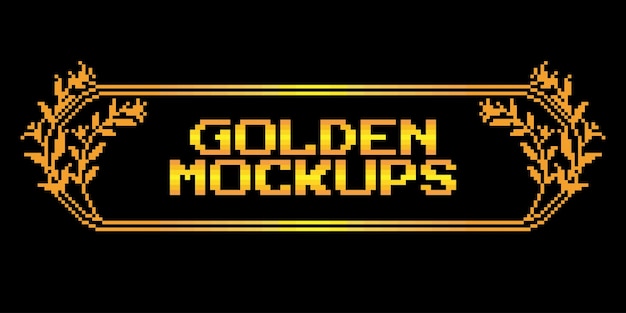 Elegant Pixel Art Golden Mockups with Ornate Frame | Jiffy Designs