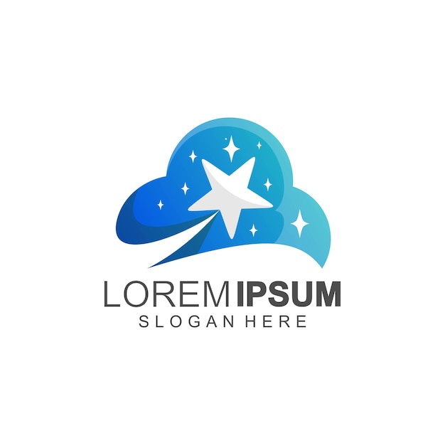 Vibrant Celestial Logo with Shimmering Star and Clouds | Jiffy Designs