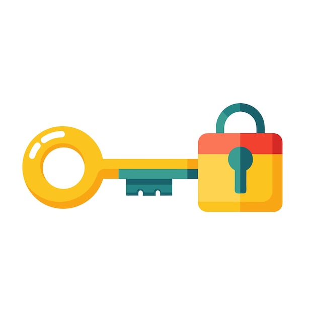 Vibrant Key and Lock Illustration in Geometric Style | Jiffy Designs