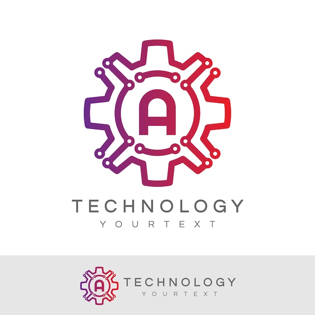 Abstract Technology Letter A Emblem with Gears Illustration | Jiffy Designs