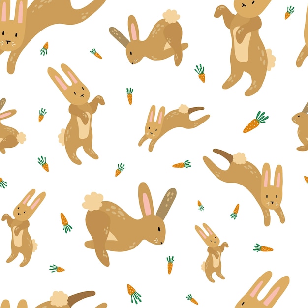 Playful Rabbit Parade: A Whimsical Pattern of Hopping Hares | Jiffy Designs
