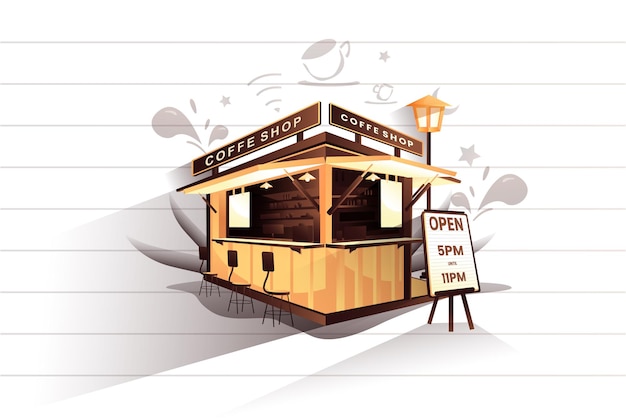 Charming Wooden Coffee Kiosk with Inviting Open Sign | Jiffy Designs