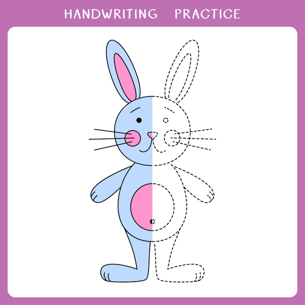 Adorable Blue Bunny for Handwriting Practice | Jiffy Designs
