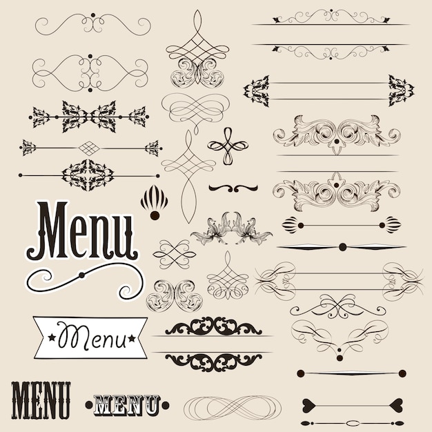 Vintage-Inspired Ornamental Dividers and Flourishes for Menus | Jiffy ...