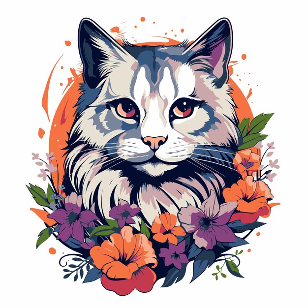 Enchanting Feline Floral Portrait | Jiffy Designs