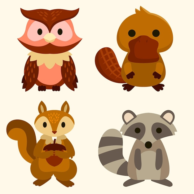 Charming Collection of Cartoon Forest Animals in Warm Tones | Jiffy Designs