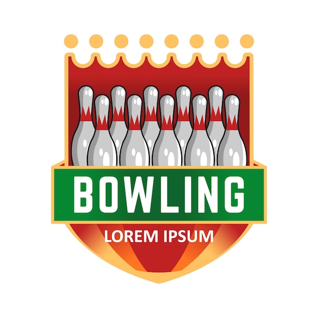 Vibrant Bowling Pins and Ball Create Striking Sports Emblem | Jiffy Designs