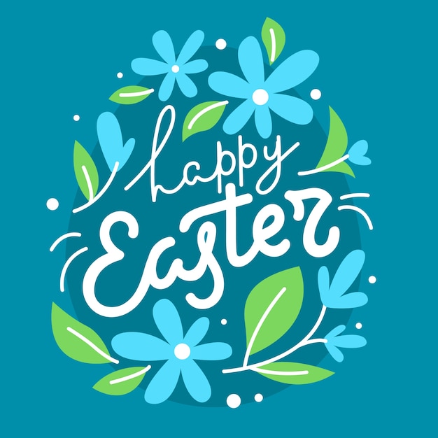 Cheerful Easter Floral Calligraphy with Blue Flowers | Jiffy Designs