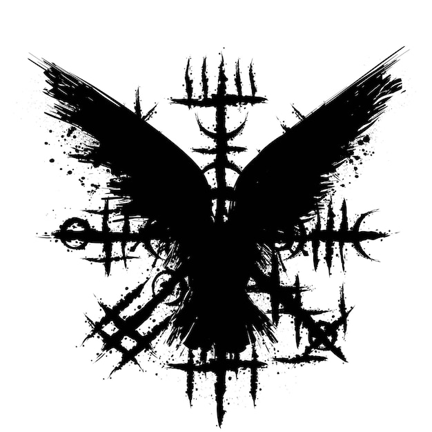 Ominous Winged Sigil in Striking Monochrome Artwork | Jiffy Designs