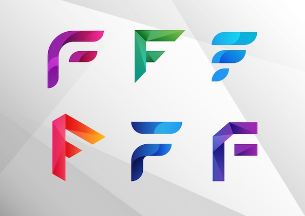 Vibrant and Geometric Letter F Symbols in Diverse Colors | Jiffy Designs