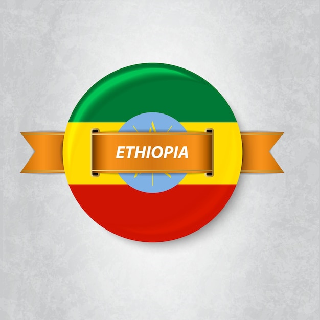 Vibrant Ethiopian National Emblem with Ribbon Banner | Jiffy Designs