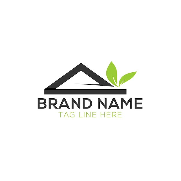 Sleek Eco-Friendly Home Logo with Green Leaf Accents | Jiffy Designs