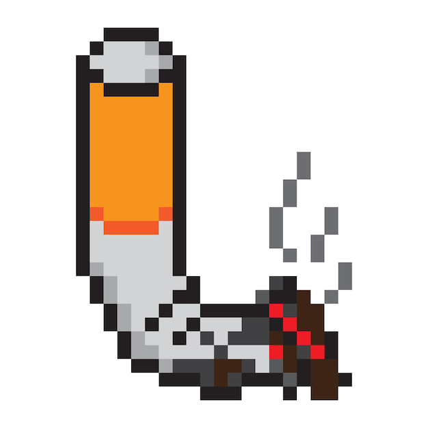 Vibrant Pixel Art Cigarette Depicting Smoking Addiction | Jiffy Designs