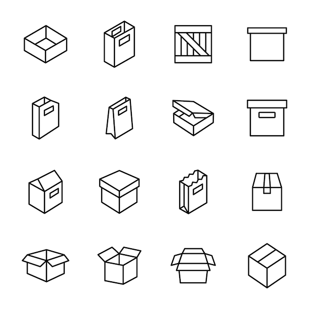 Minimalist Geometric Shapes: Boxes, Cubes, and Bags in Outline | Jiffy ...